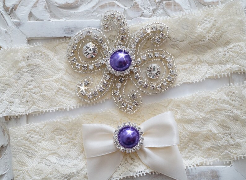 Custom Bridal Garter Set, Vintage Wedding, Crystal Garter Set, Stretch ...