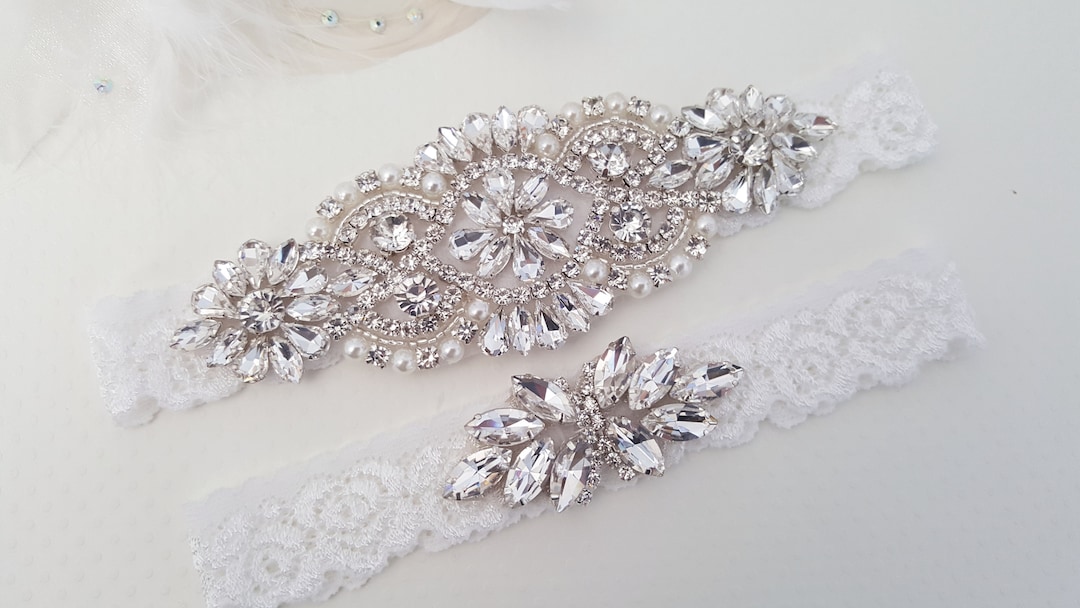 Wedding Garter, Lace Wedding Garter Set, Bridal Garter Set, Silver ...