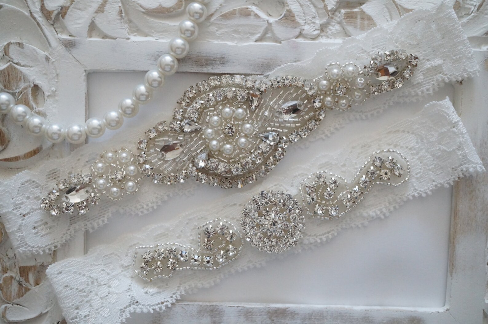 Wedding Garter Set, Bridal Garter Set, Vintage Wedding, Ivory Lace ...