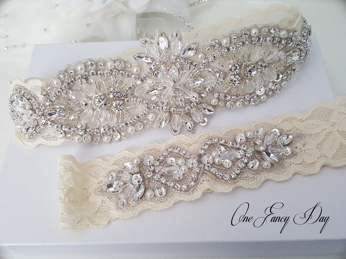 Wedding Garter Set Vintage Wedding Garter Set Rustic Bridal | Etsy