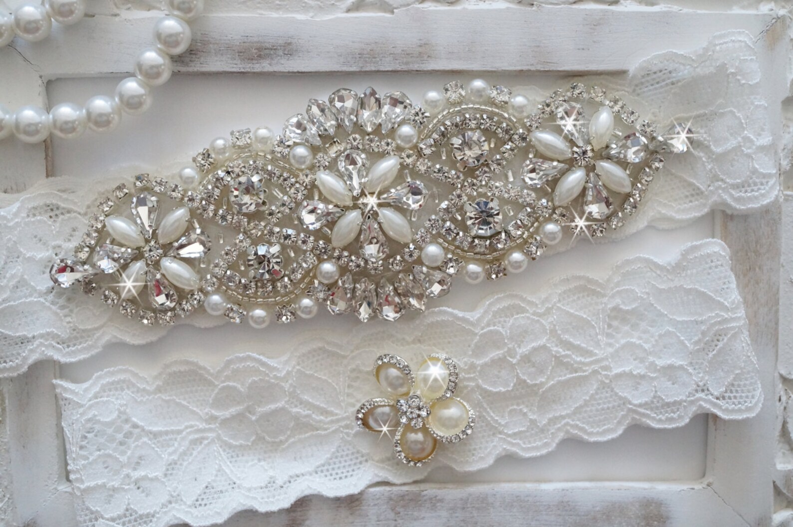 Wedding Garter Set Bridal Garter Set Vintage Wedding Pearl - Etsy