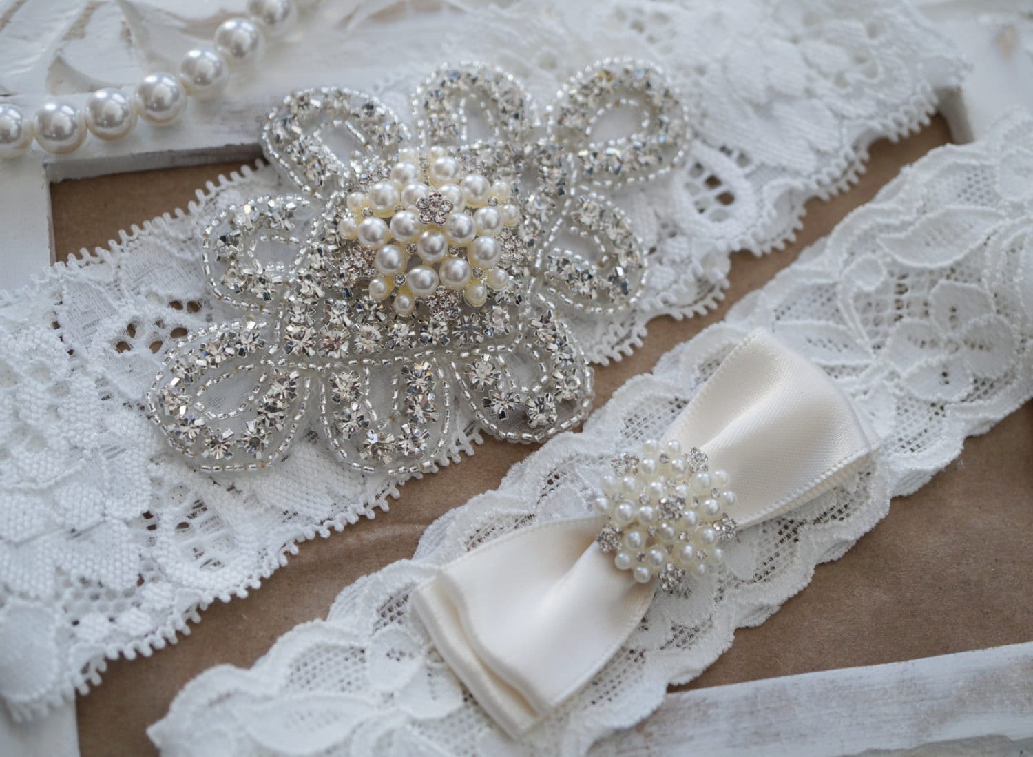 Wedding Garter Set, Bridal Garter Set, Vintage Wedding, Ivory Lace ...