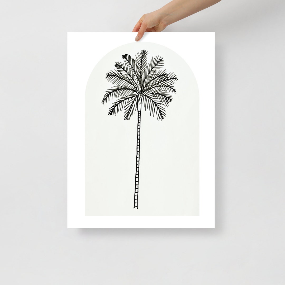 Palm Tree Arch Mediterranean Poster in Sage - Etsy
