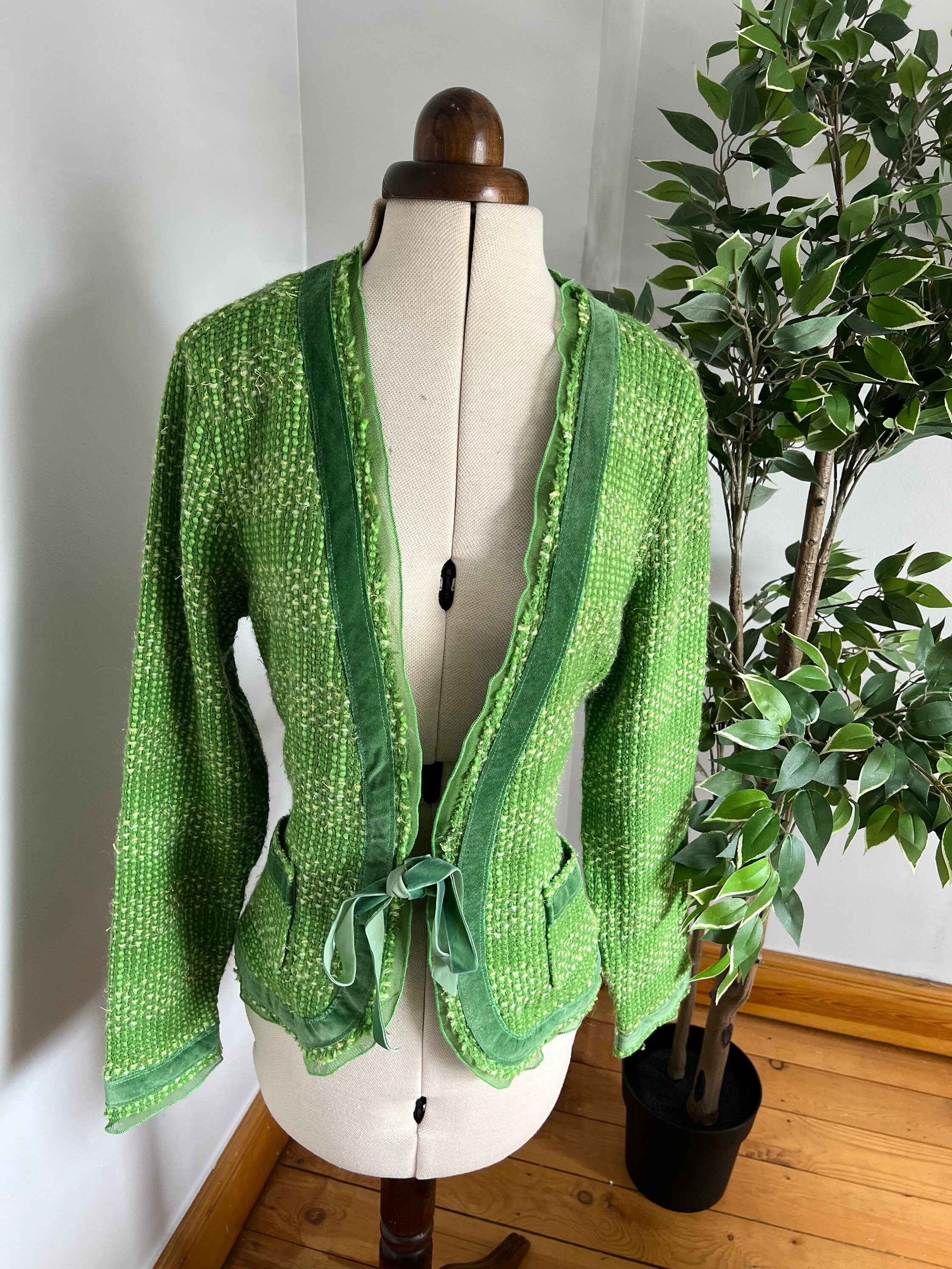 Vintage Green Wool Jacket Tweed Jacket Cardigan Autumn - Etsy