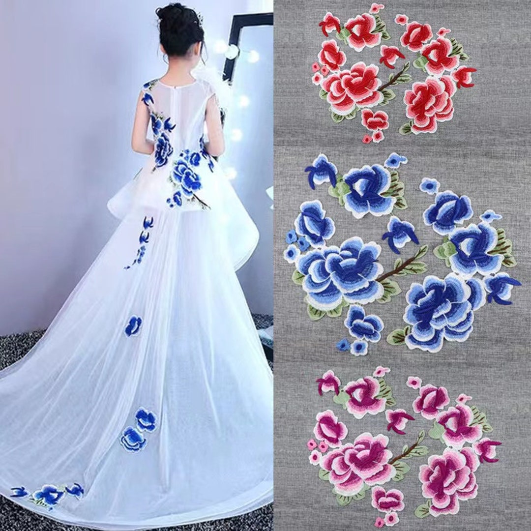 Large Flower Embroidered Applique Decoration Patch Dress Supplies ...