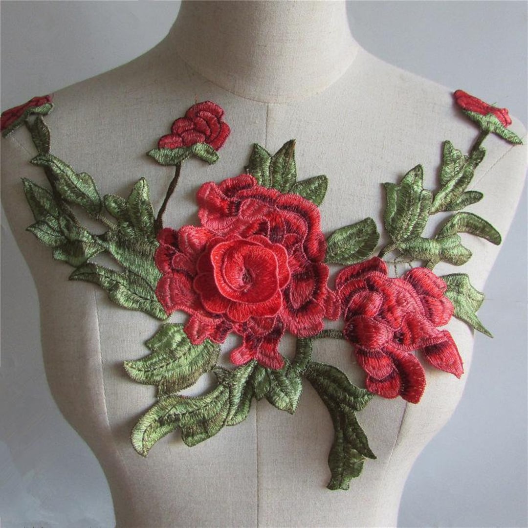 3D Flowers Fabric Patch Applique Clothing Decoration Embroidered Patch ...