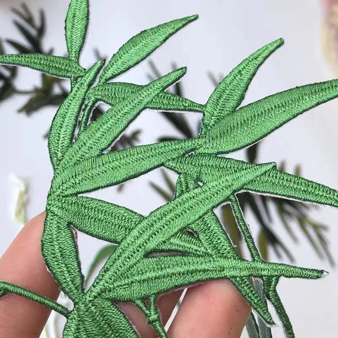 Bamboo Green Leaves Applique Patch Vintage Embroidered Patch - Etsy