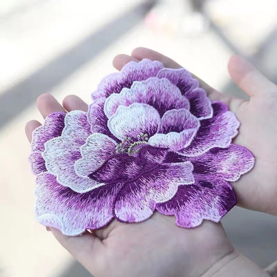 Peony Flower Embroidered Patch Sweater Decoration Applique Sewn on ...