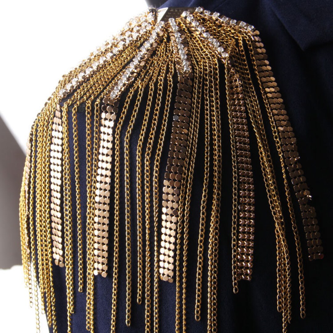 A Pair Gold Tassels Epaulets,handmade Epaulets,gold Studs Shoulder Pad ...
