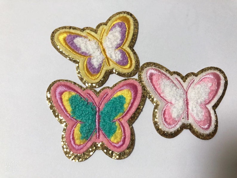 Sticker Colorful Chenille Embroidered Butterfly Patch Adhesive Patches ...