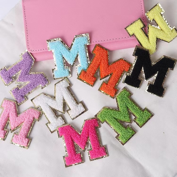 Sticker Colorful Chenille Embroidered Letters Patch Adhesive - Etsy