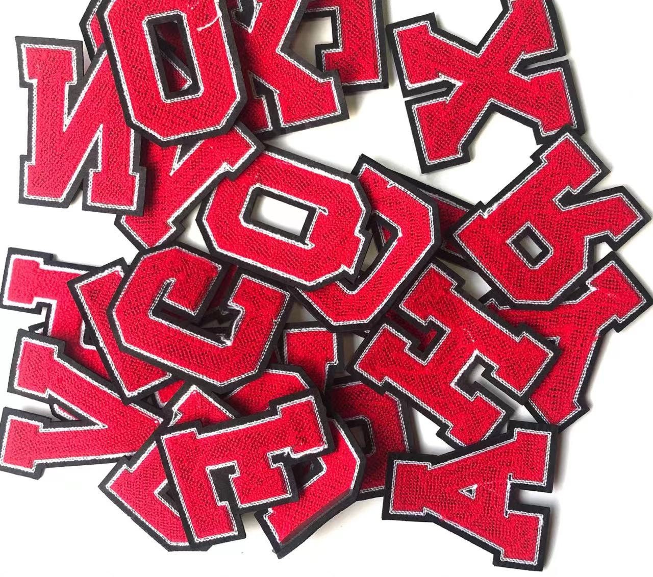 Red Embroidered Sewn on Chenille Letters Applique Patch Design - Etsy