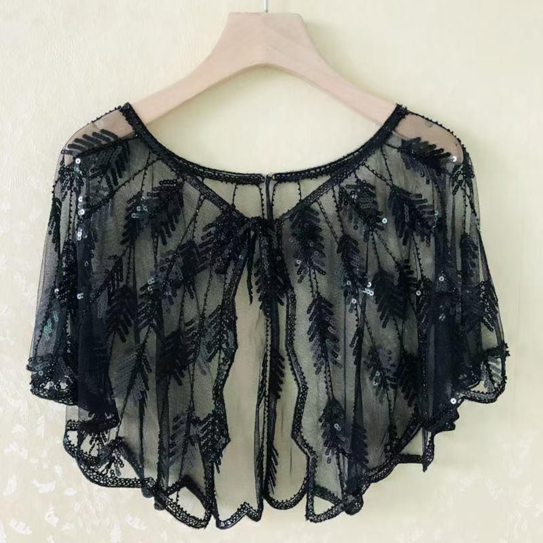 Wedding Shawl Cape Beaded Sequin Lace Versatile Dress Decoration Cape ...