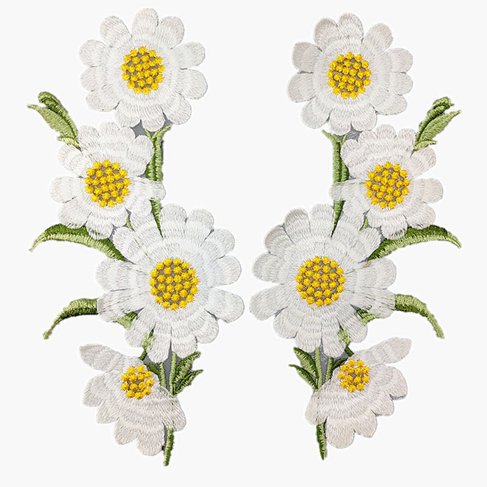 A Pair Daisy Flowers Applique Embroidery Patch DIY Accessories Applique ...