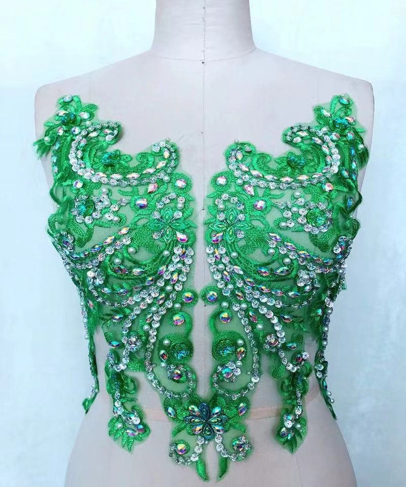 Large Blue sequins flowers with beaded vintage embroidered | Etsy