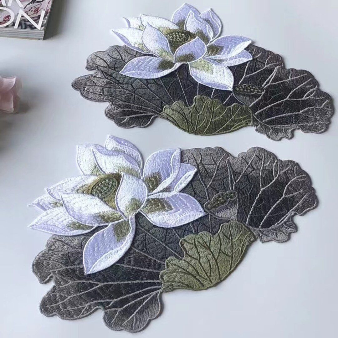 Lotus Flower Floral Embroidered Patch Fashion Applique Patch - Etsy