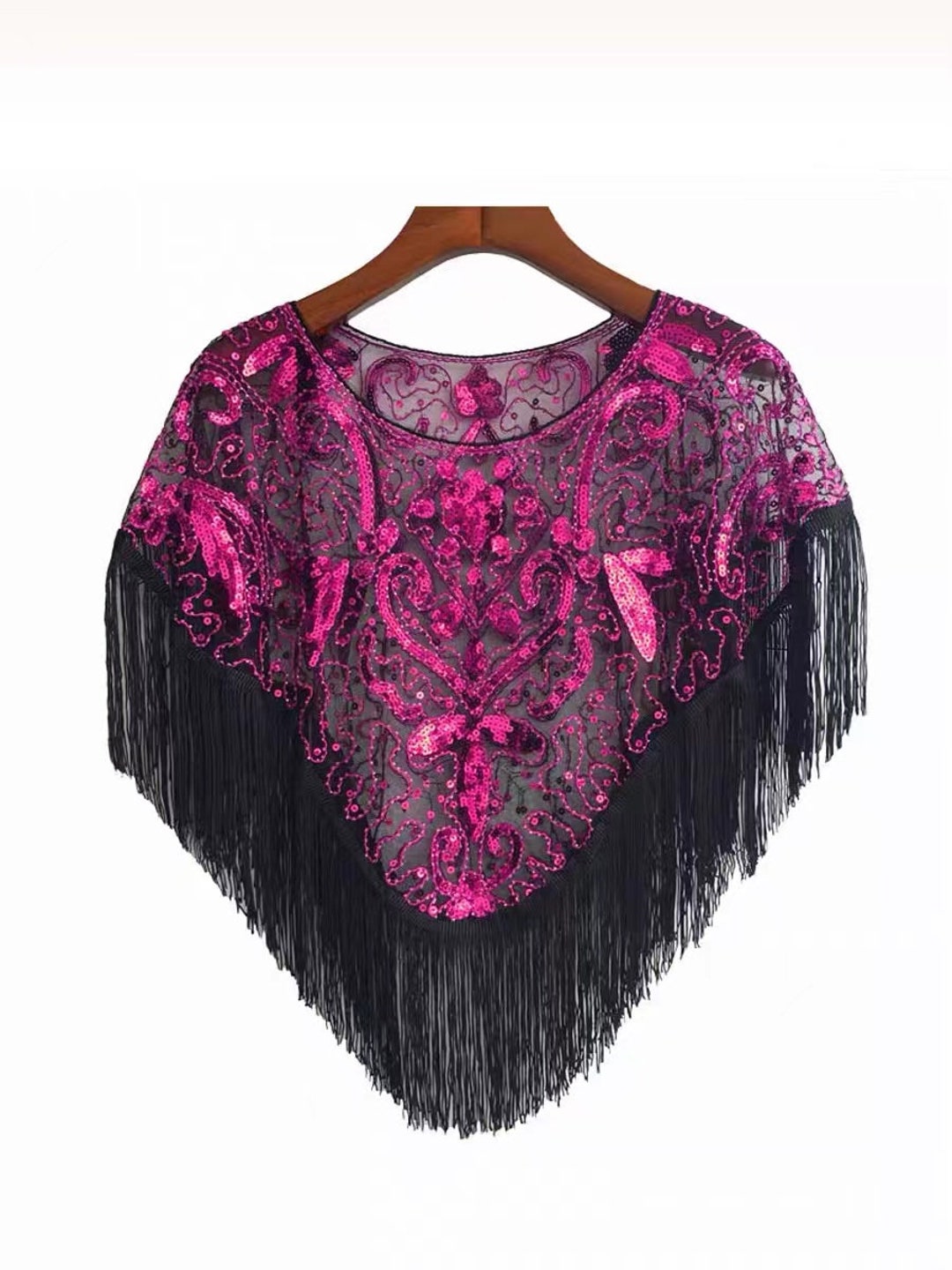 Wedding Tassels Shawl Cape Beaded Sequin Lace Versatile Dress ...