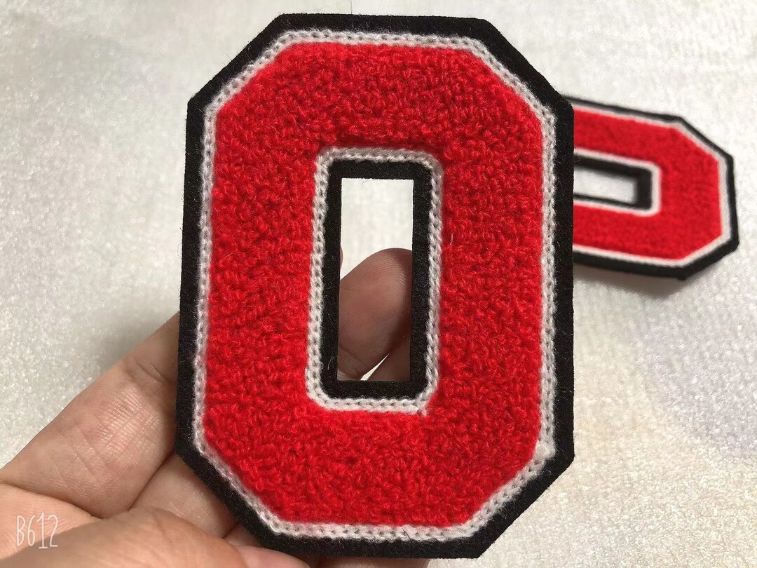 Red Embroidered Sewn on Chenille Letters Applique Patch Design Name ...