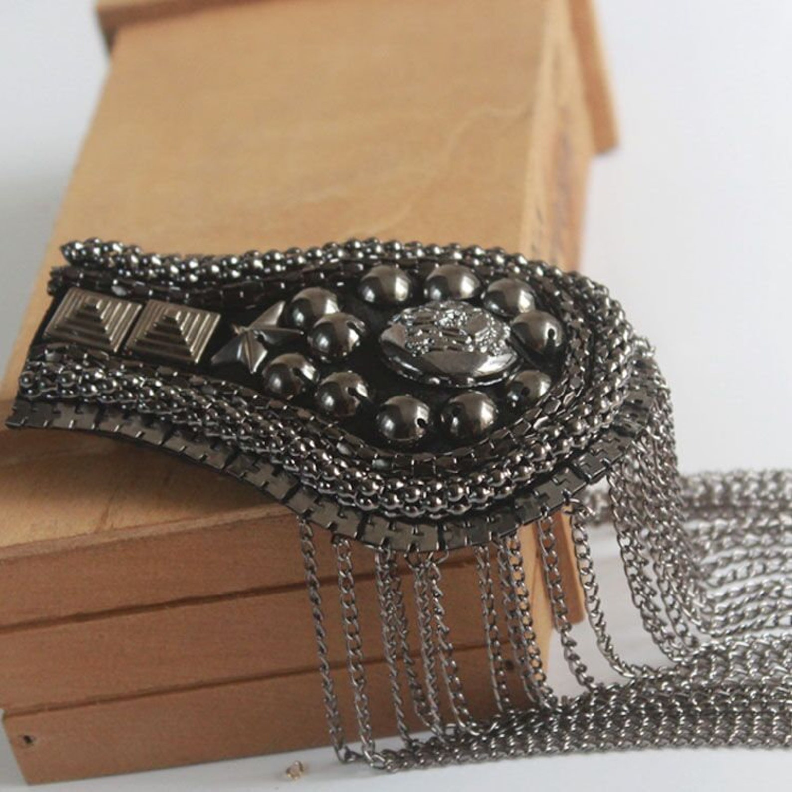 A Pair Gold Epaulettesspiked Epauletsgold Studs Pads With - Etsy