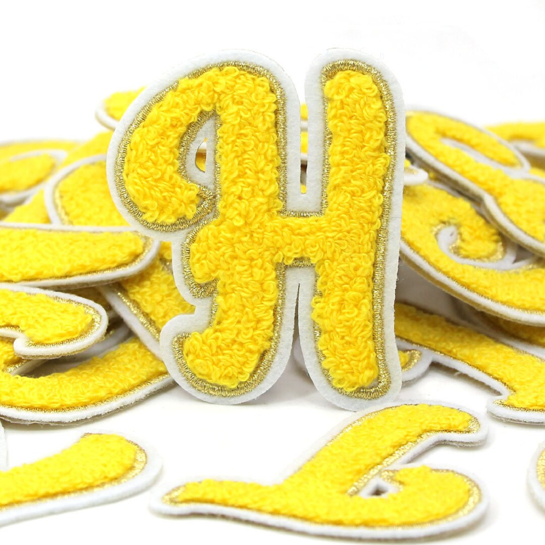 Yellow Letters Patch Alphabet Embroidered Applique Pink Letters Iron on ...