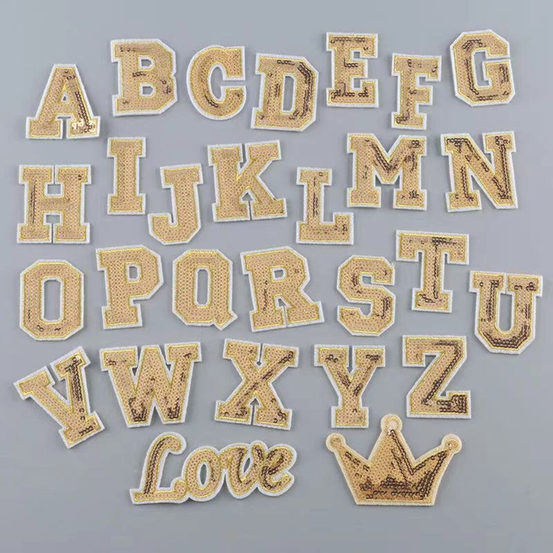 Golden or Silver Sequins Letters Patch Alphabet Embroidered - Etsy