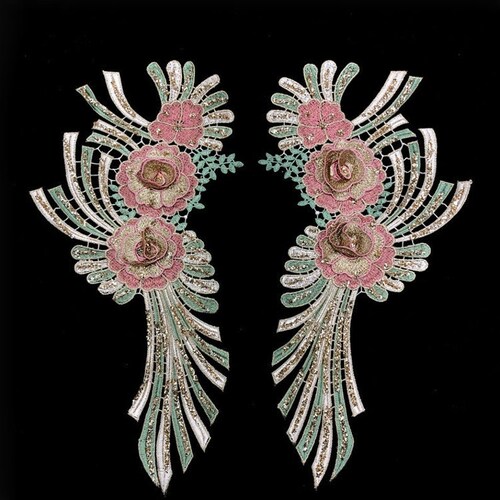 Peony Embroidery 3d Flower Patch Lace Fabric Applique Sew Etsy
