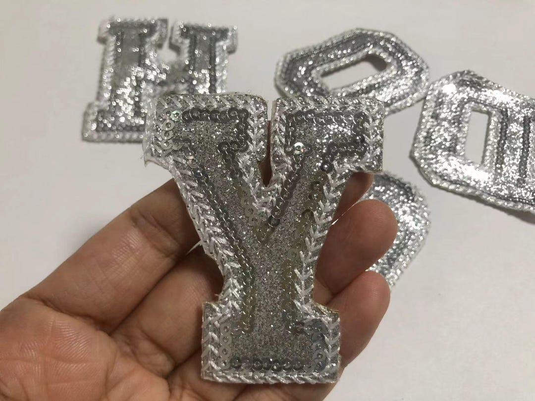 Silver Sequins Letters Patch Alphabet Embroidered Applique Iron on ...