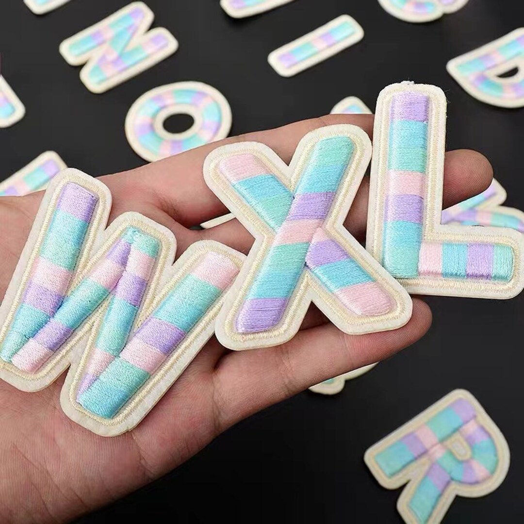 Sticker Chenille Embroidered Colorful Patch Adhesive Letter Patches ...