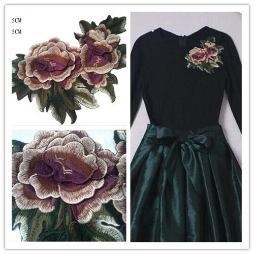 Stereo Peony Embroidery 3d Flower Patch Lace Fabric Applique Etsy