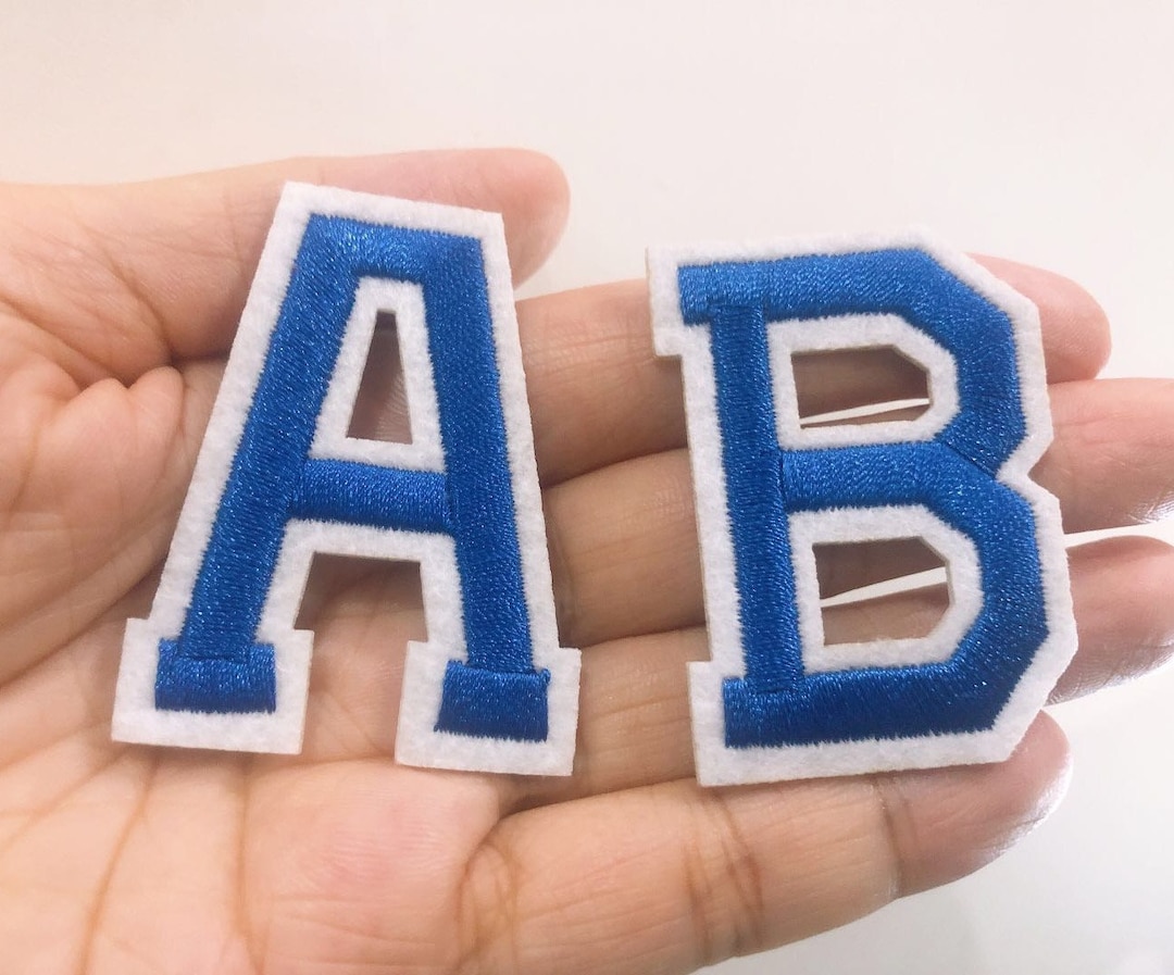 Blue Embroidered Iron on Letters Applique Patch,iron on Name Letters ...