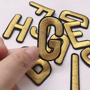 Gold Embroidered Letters Applique Patch,iron on Name Letters Patch for ...