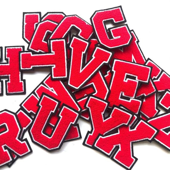 Red Embroidered Sewn on Chenille Letters Applique Patch Design - Etsy