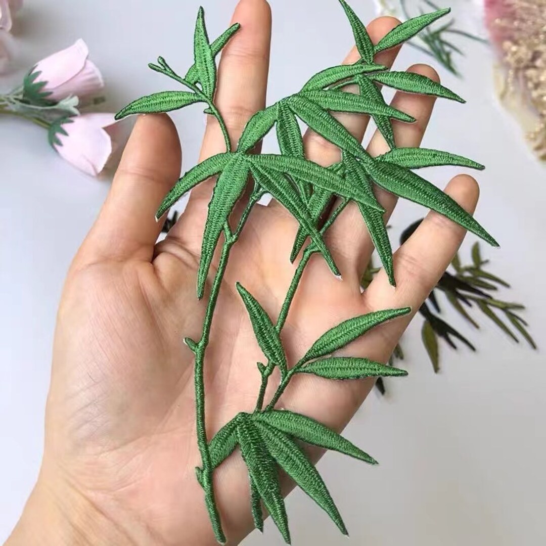 Bamboo Green Leaves Applique Patch Vintage Embroidered Patch - Etsy