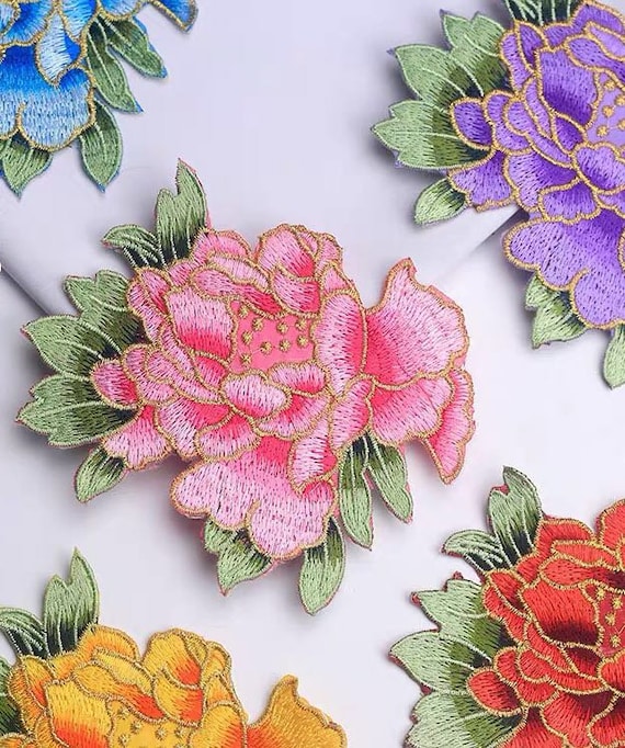 Peony Embroidered Floral Patch Iron on Flower Patch Fashion - Etsy