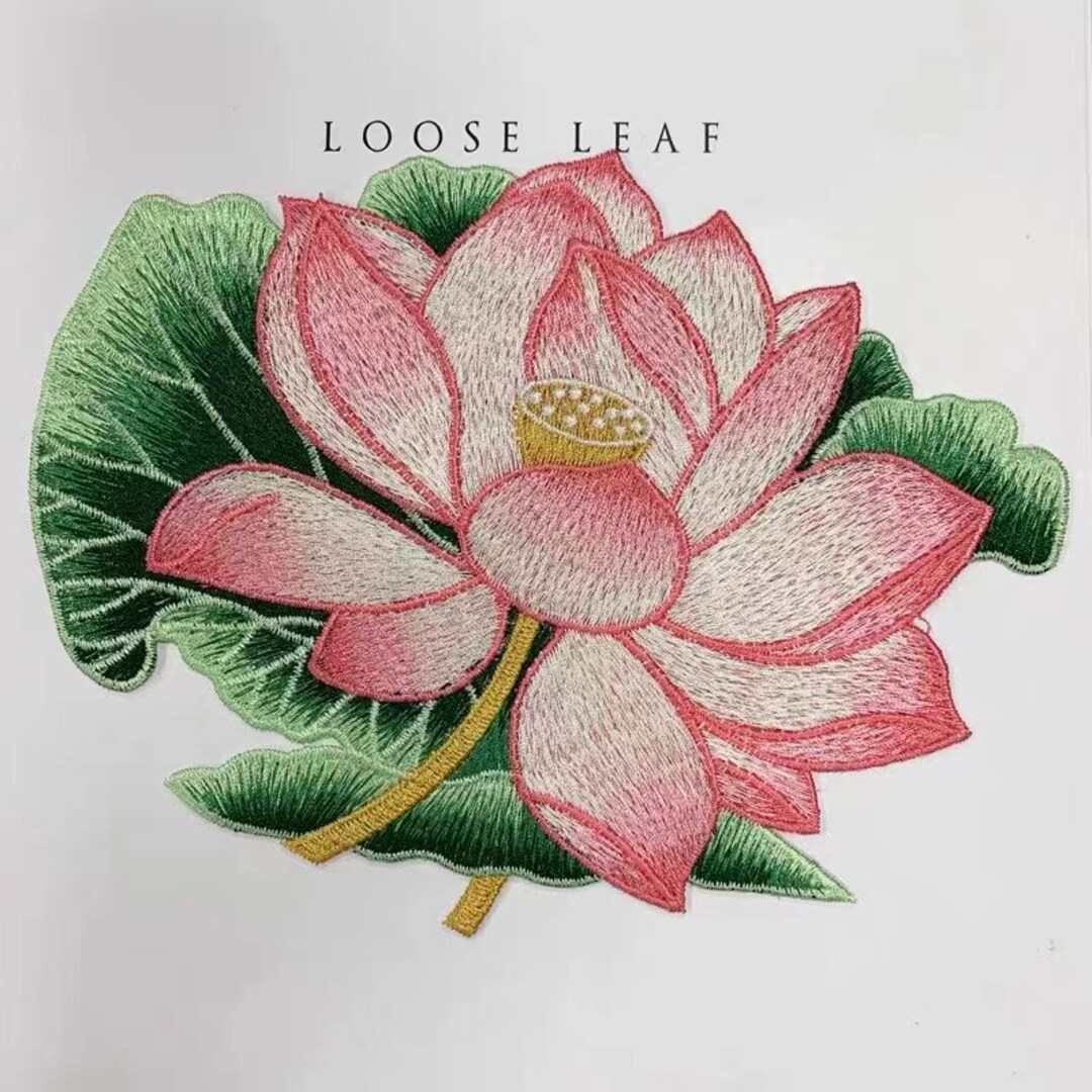 Lotus Embroidered Patch Flower Applique Sew on Patch T-shirt Decoration ...