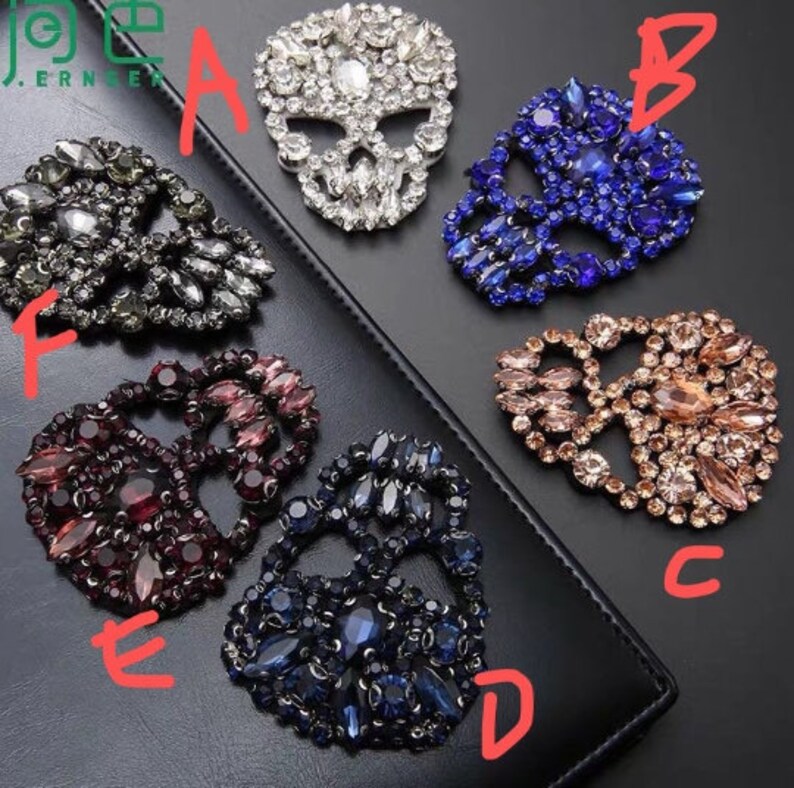 Skull Sew on Applique Patch Fashion Diamon Rhinestone Applique - Etsy