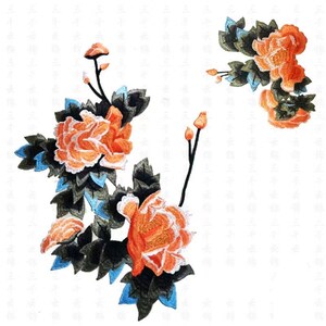 Couple Flowers Embroidered Flower Applique Patch Clothing Decoration ...