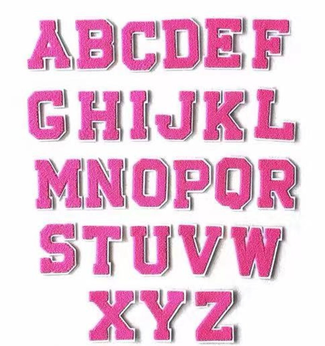 Hot Pink Chenille Embroidered Letters Applique Patch Design Name ...