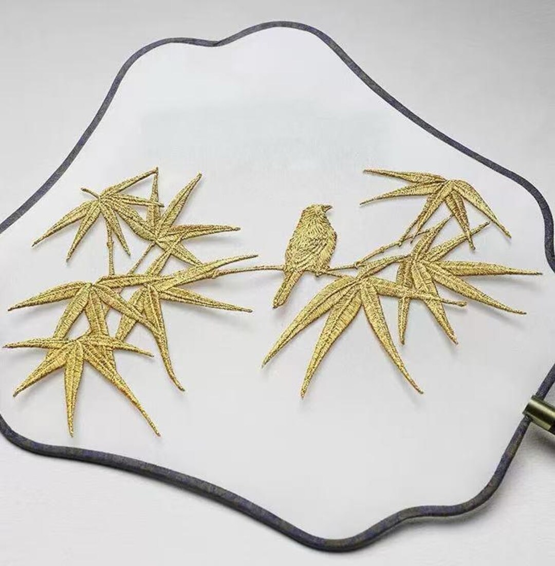 Bamboo With Bird Embroidered Patch Applique Decoration Patch Applique ...