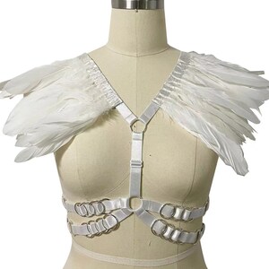 Elastic Band Harness With Feather Chest Sculpting Body Waist Black ...