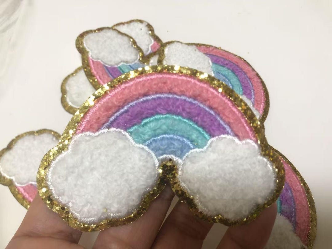 Sticker Rainbow Chenille Embroidered Colorful Rainbow Patch Adhesive ...