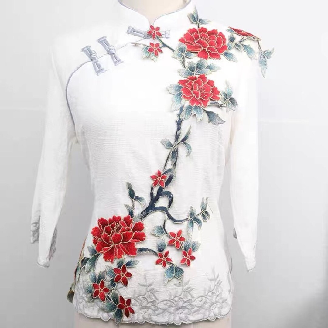 Large Peony Flowers Floral Patch Applique Clothing Decoration Patch ...