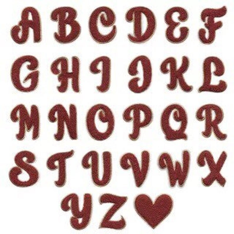 Red Chenille Letters Patch Alphabet Embroidered Applique Green Letters ...