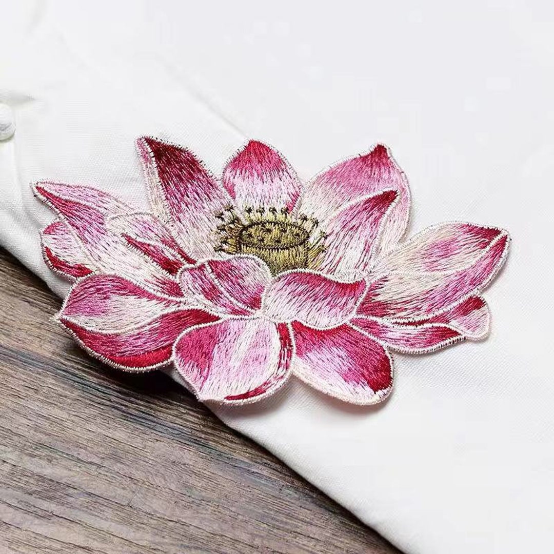 Lotus Flower Floral Embroidered Patch Fashion Applique Patch - Etsy