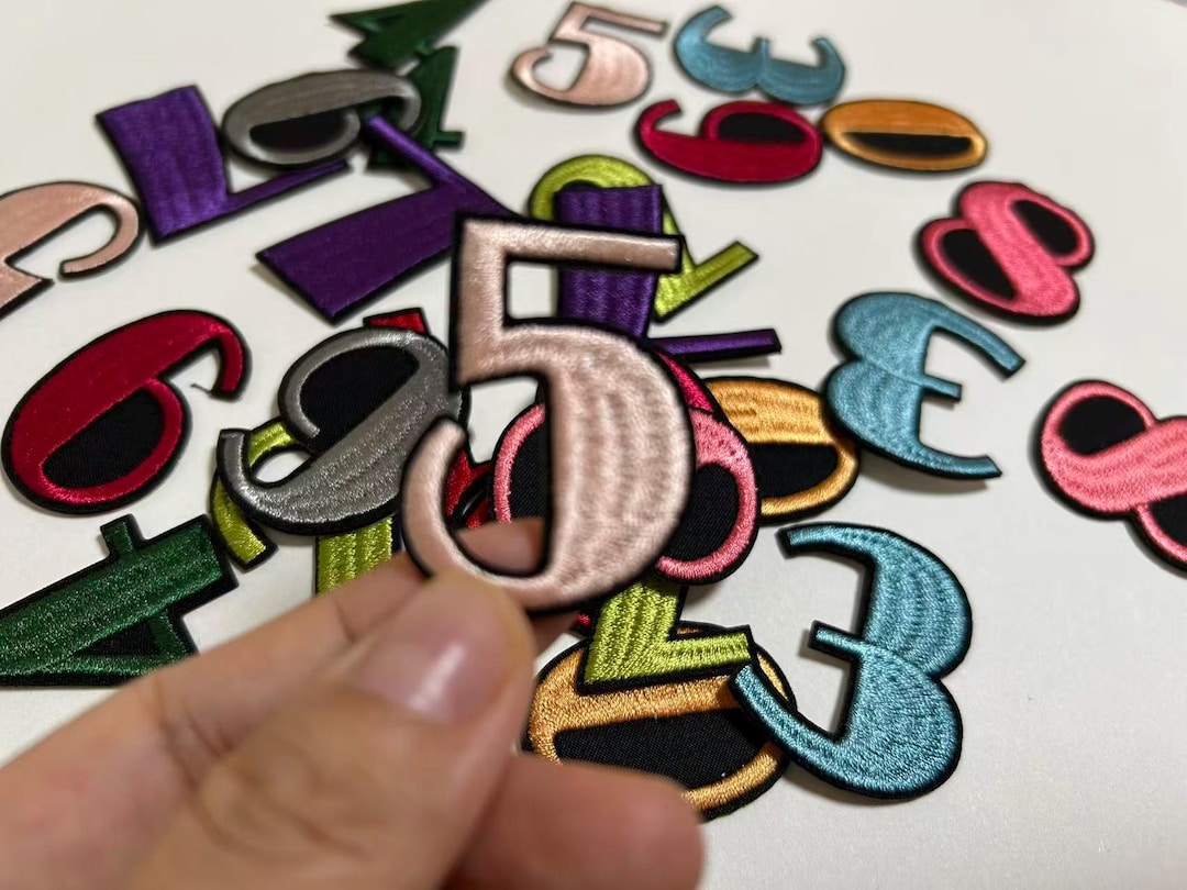 Embroidered Sticker Numbers Applique Numerals Patch for T-shirt or Coat ...
