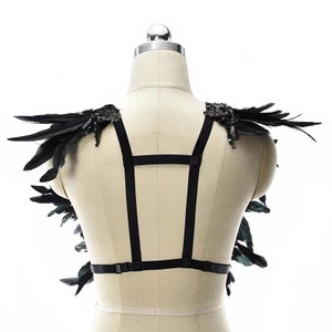 Elastic Band Harness With Feather Chest Sculpting Body Waist Black ...
