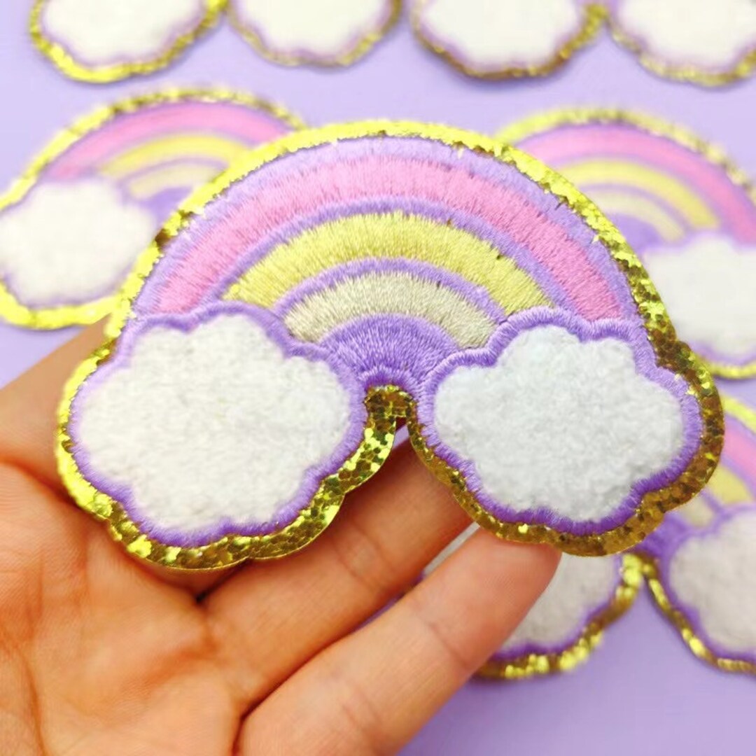 Sticker Rainbow Chenille Embroidered Colorful Rainbow Patch Adhesive ...