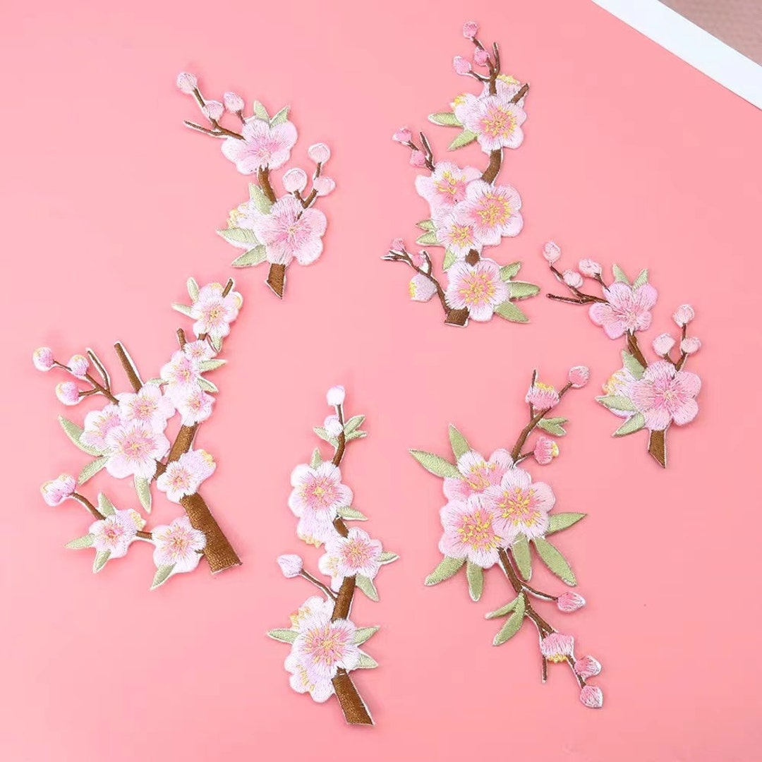 6 Pcs /one Set Plum Flower Patch Applique Sew Clothes Applique Iron on ...