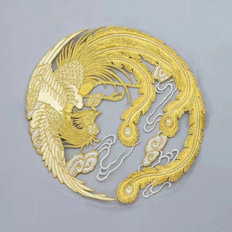 Golden Phoenix Bird Embroidered Applique Patch Clothing Decoration - Etsy