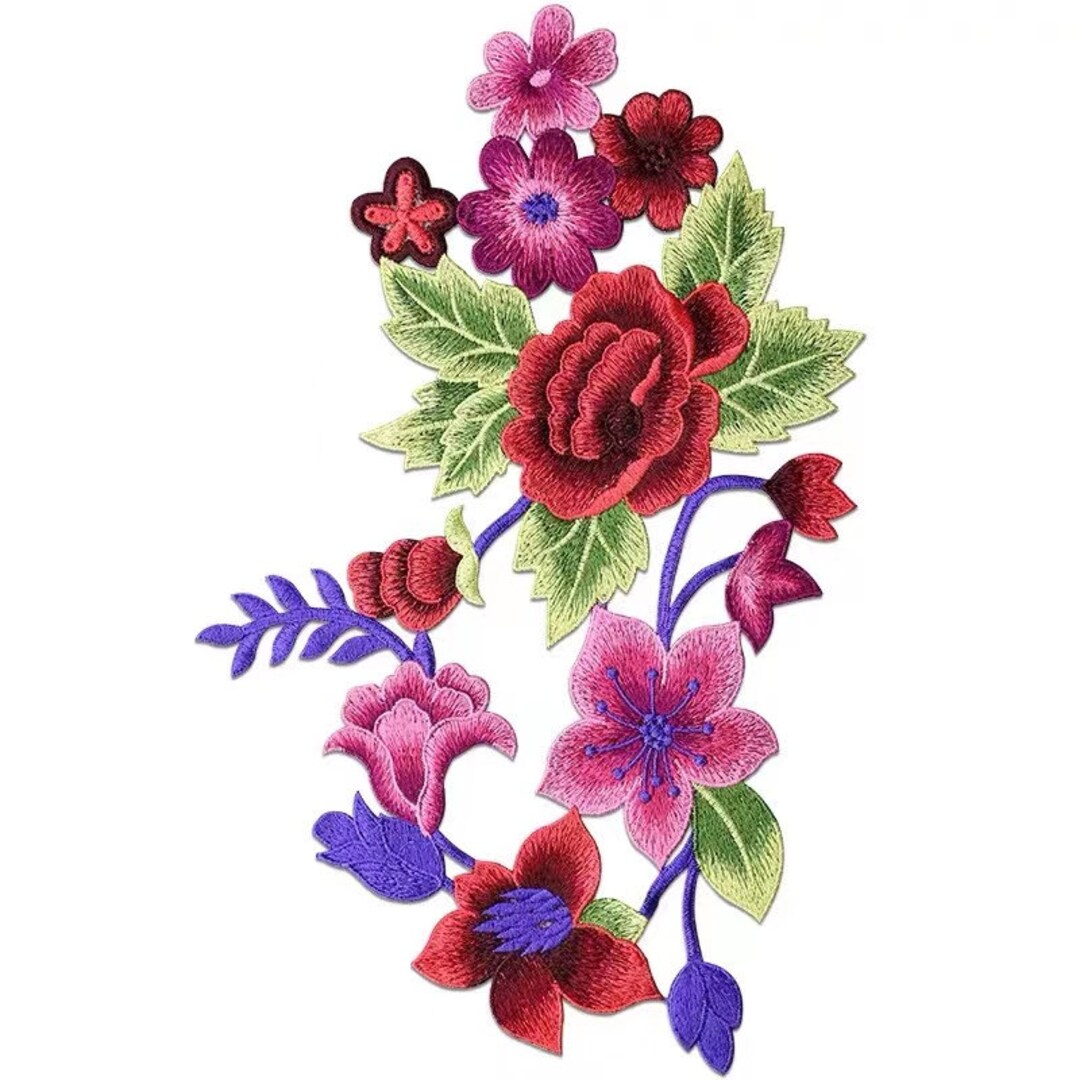 Colorful Flower Embroidered Applique Patch Floral Patch Clothing ...